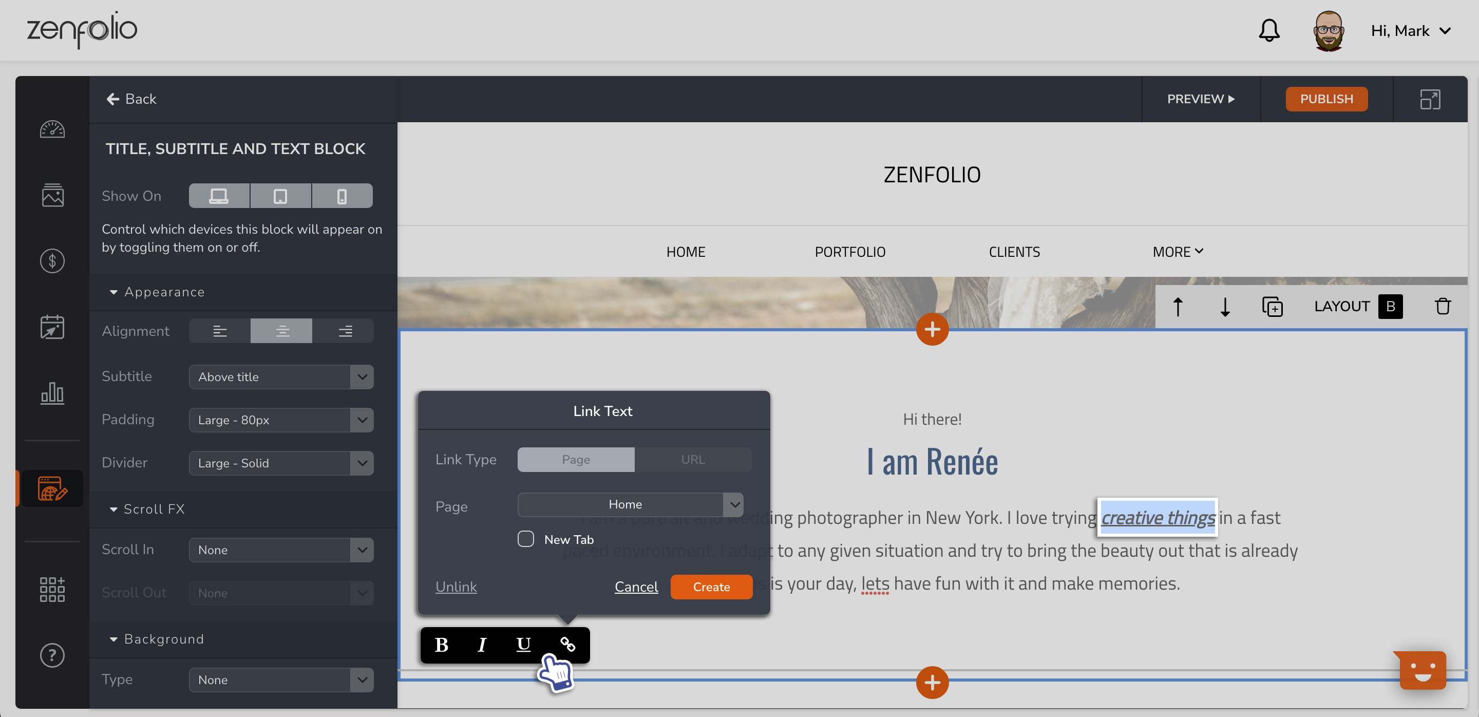 Using The Text Blocks – Zenfolio
