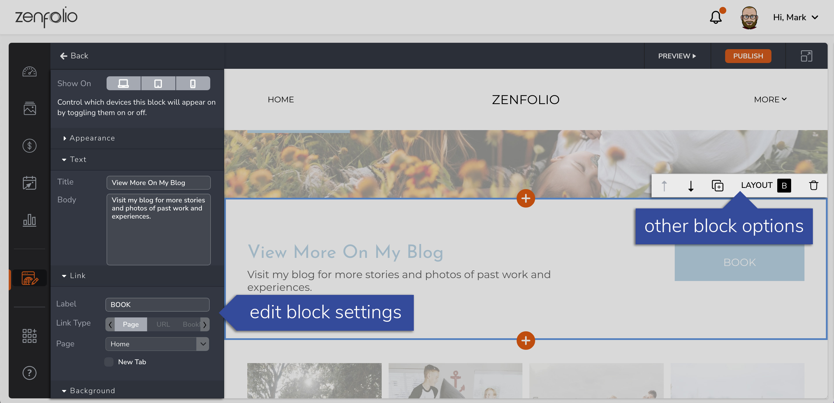 Using The Button Blocks – Zenfolio