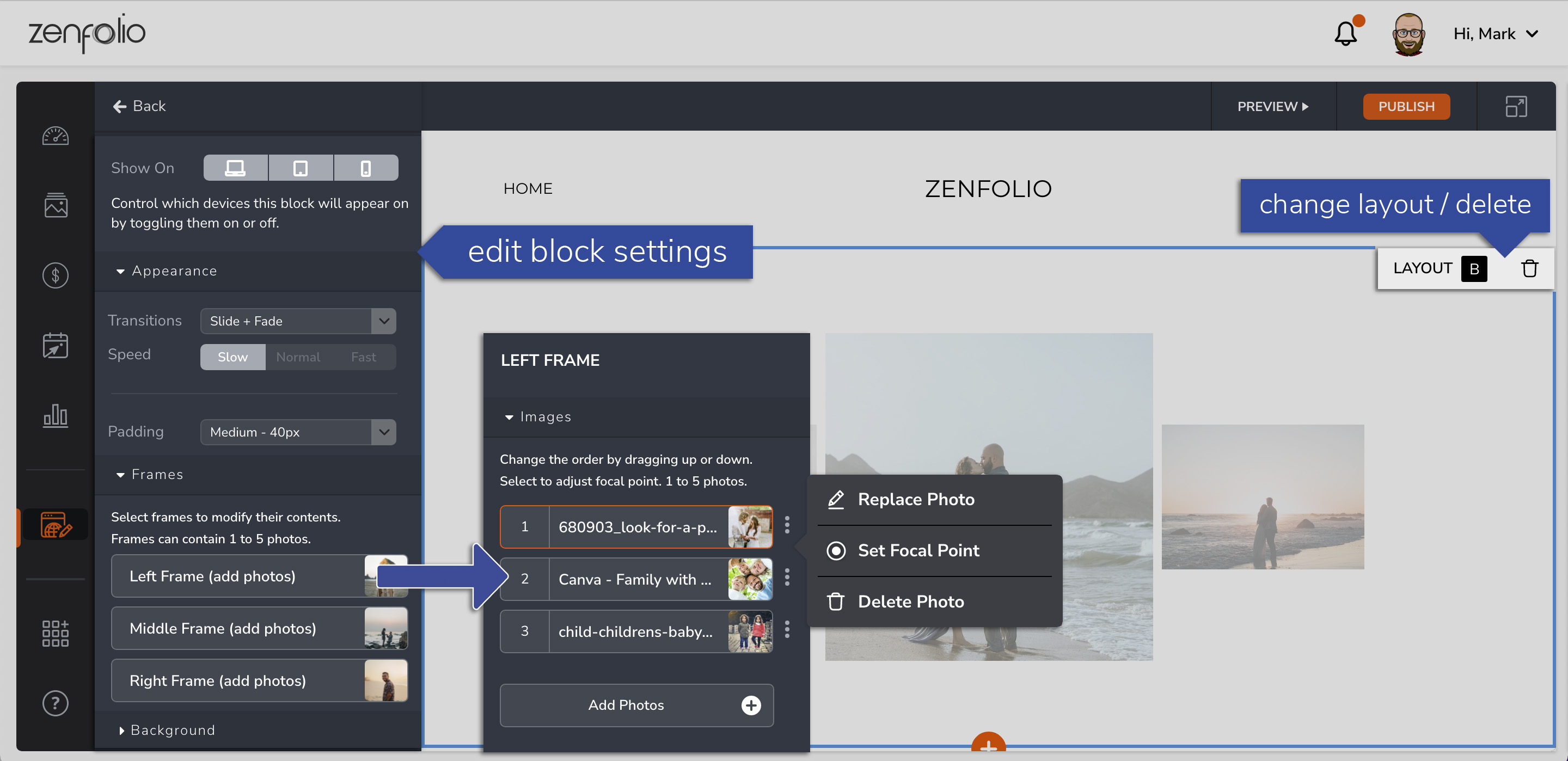 Using The Hero Blocks – Zenfolio